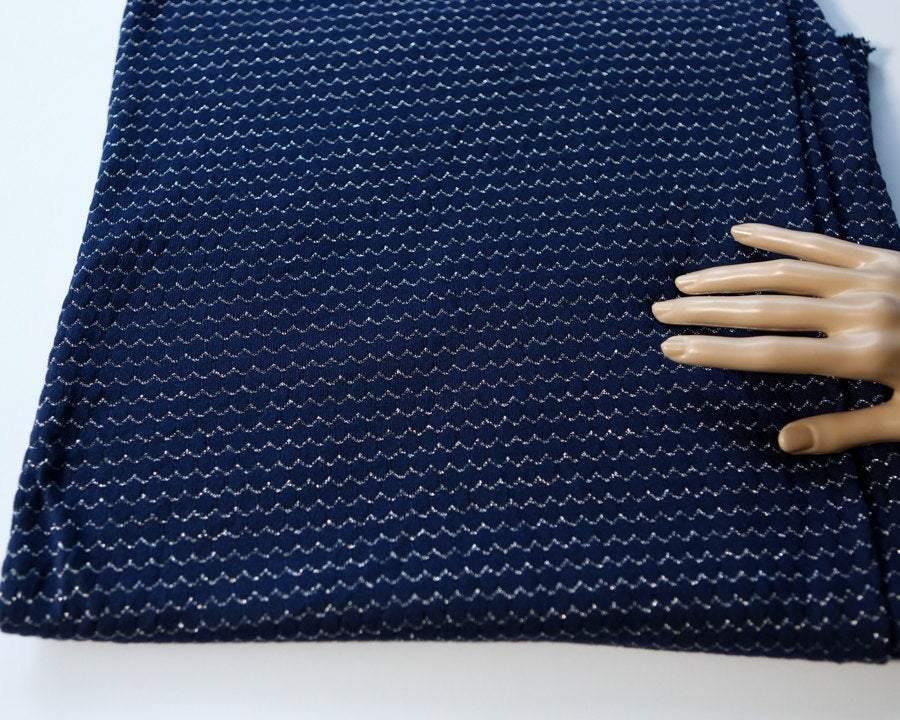 Dark Blue and Silver Open Weave Sweater Knit Fabric 1 Yard and 20 Inch ...
